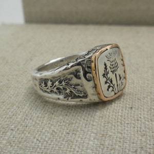 Bronze and Sterling Silver Scottish Thistle Signet Ring, Keith Jack - Etsy