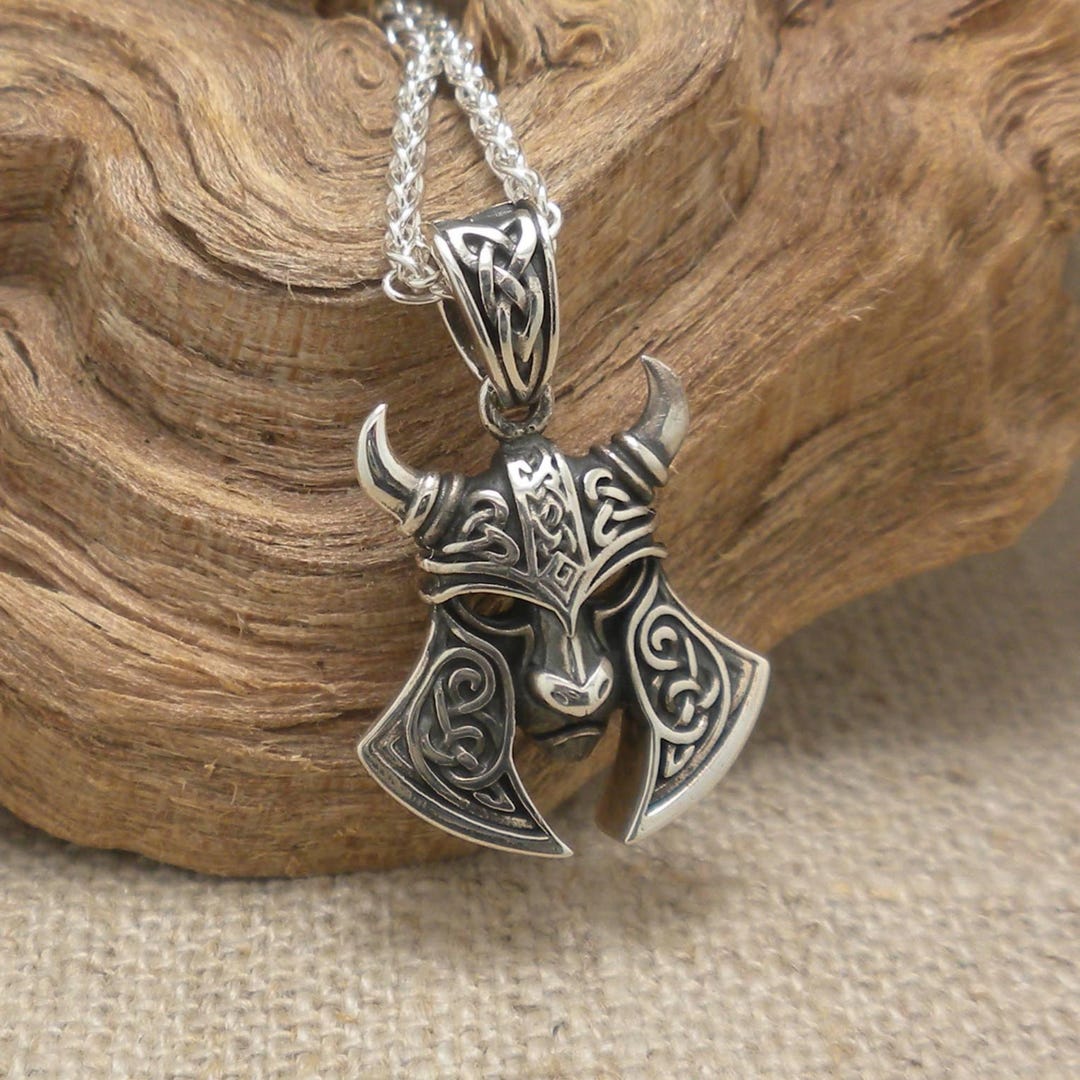 Viking Helmet Pendant in Sterling Silver Celtic Bail Heartline by Keith ...