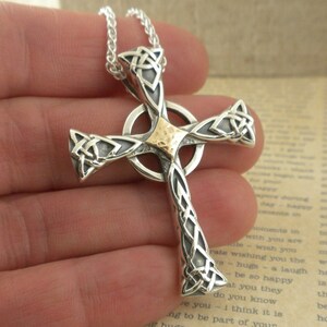 Sterling Silver & 10K Celtic Cross Pendant With Hammered Center Keith ...