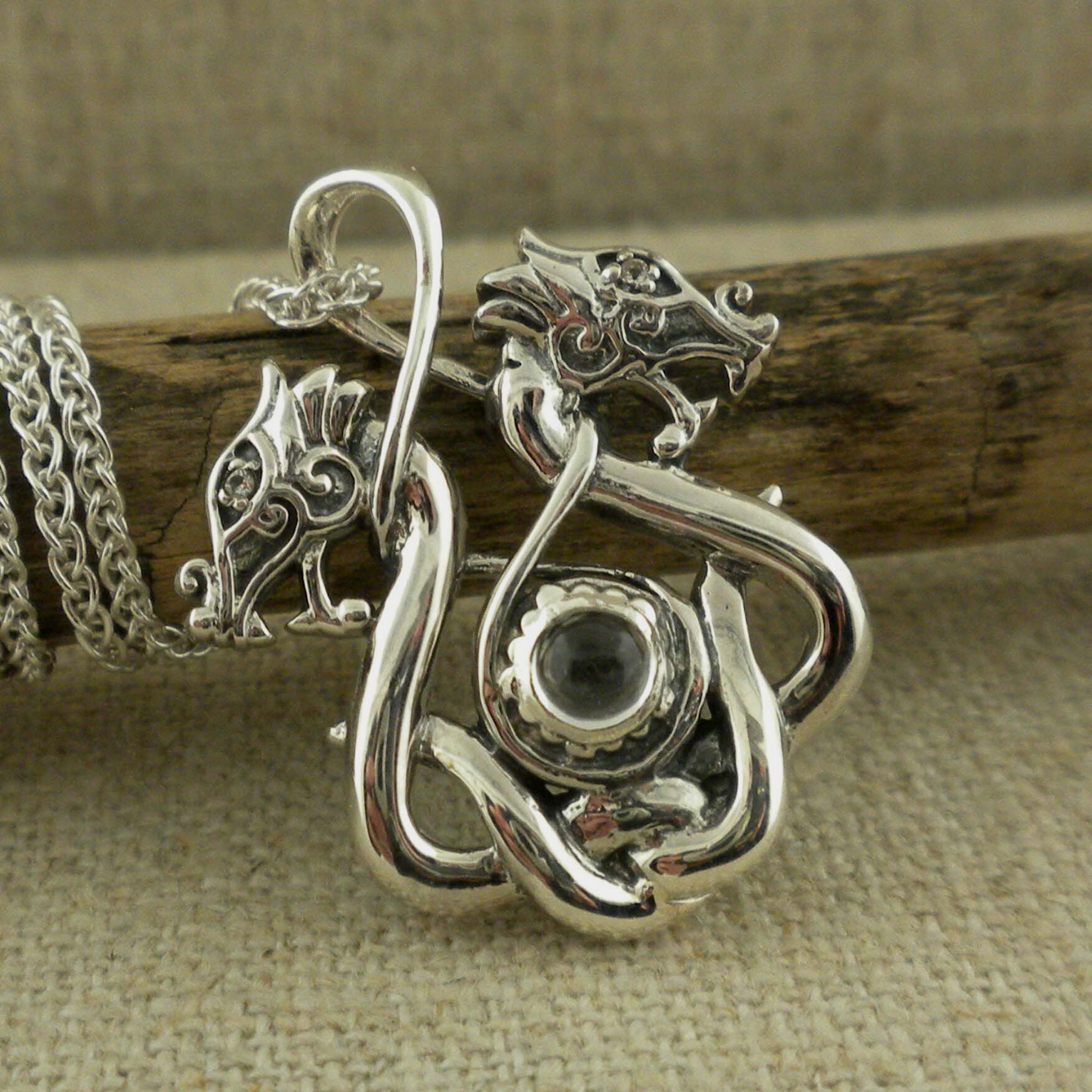 Sterling Silver Norse Forge Celtic Double Dragon White Topaz - Etsy