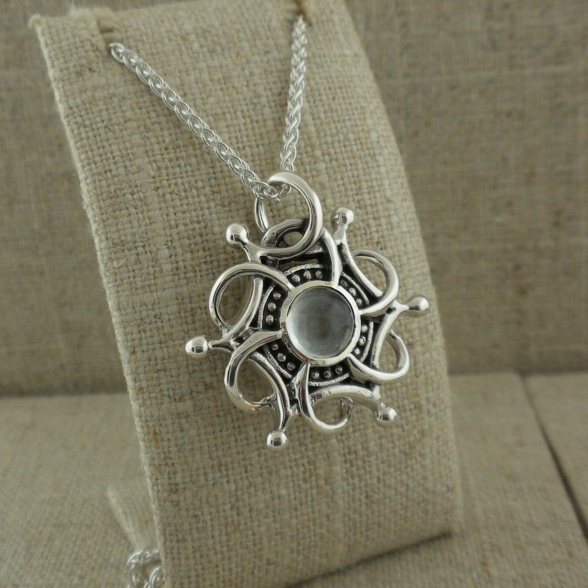 Sterling Silver Celtic Tempest Pendant With White Topaz, 18" Spiga ...