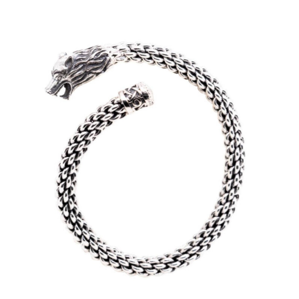 Sterling Silver Celtic Wolf Head Torc Bangle, Size 8, Keith Jack - Etsy