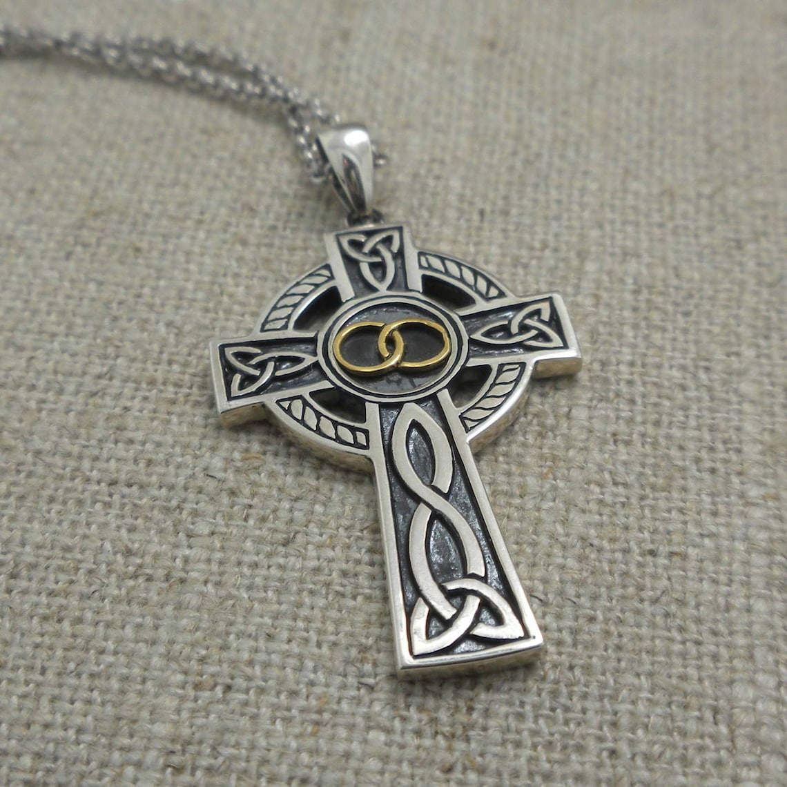 Sterling Silver Irish Celtic Cross With Gold Plate Wedding - Etsy