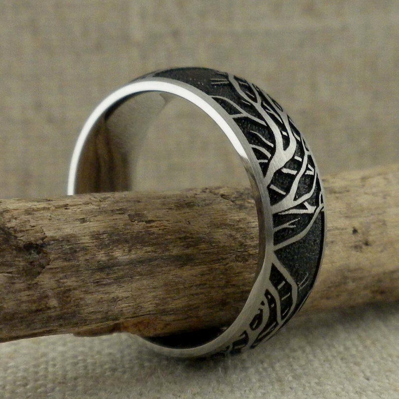 Titanium Tree of Life Wedding Ring – Black Cerakote, Comfort Fit - Etsy