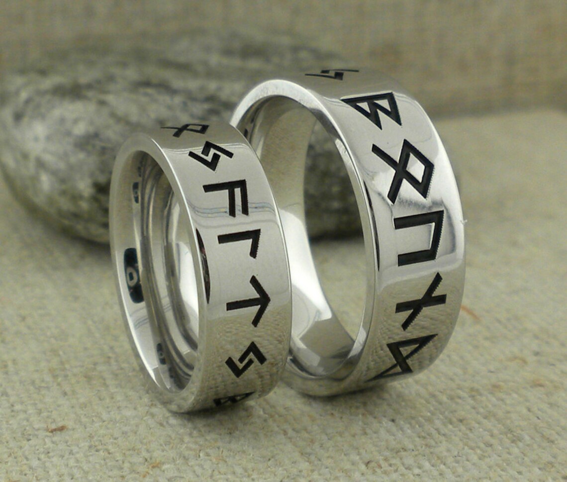 Custom Viking Rune Wedding Ring in Cobalt Chrome Edler Futhark - Etsy