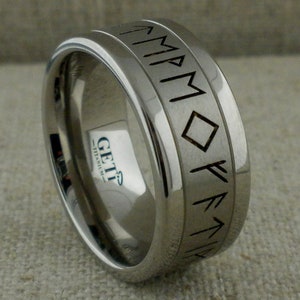 Custom Viking Rune Wedding Ring Band in Titanium Personalized Rune ...