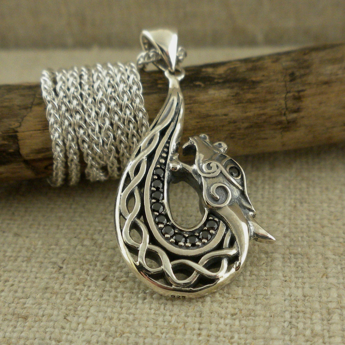 Norse Forge Celtic Dragon Pendant Black Czs Celtic Knot Dragon - Etsy