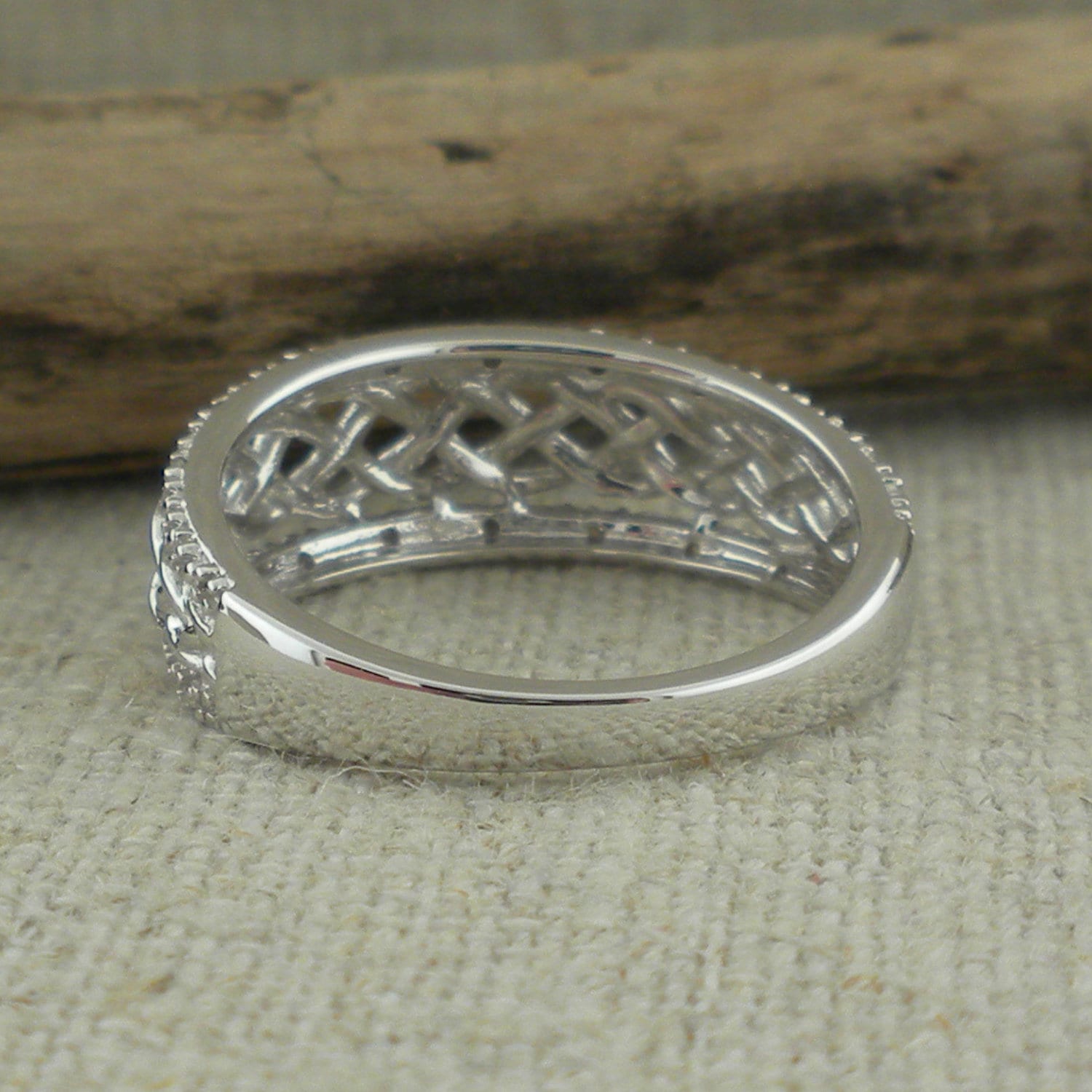 14K White Gold Irish Celtic Wedding Ring With Diamonds Made in - Etsy