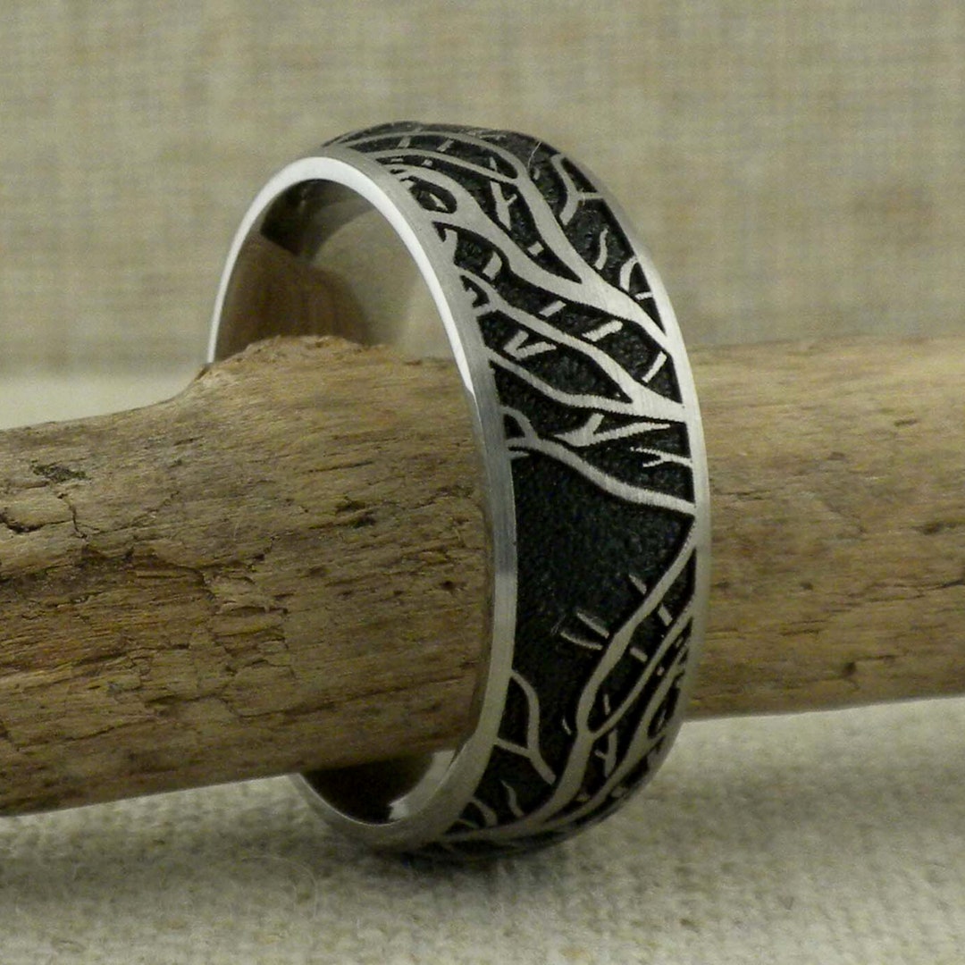 Titanium Tree of Life Wedding Ring – Black Cerakote, Comfort Fit - Etsy