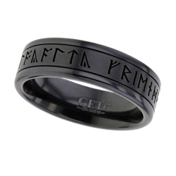 Custom Viking Rune Wedding Ring in Black Zirconium - Etsy