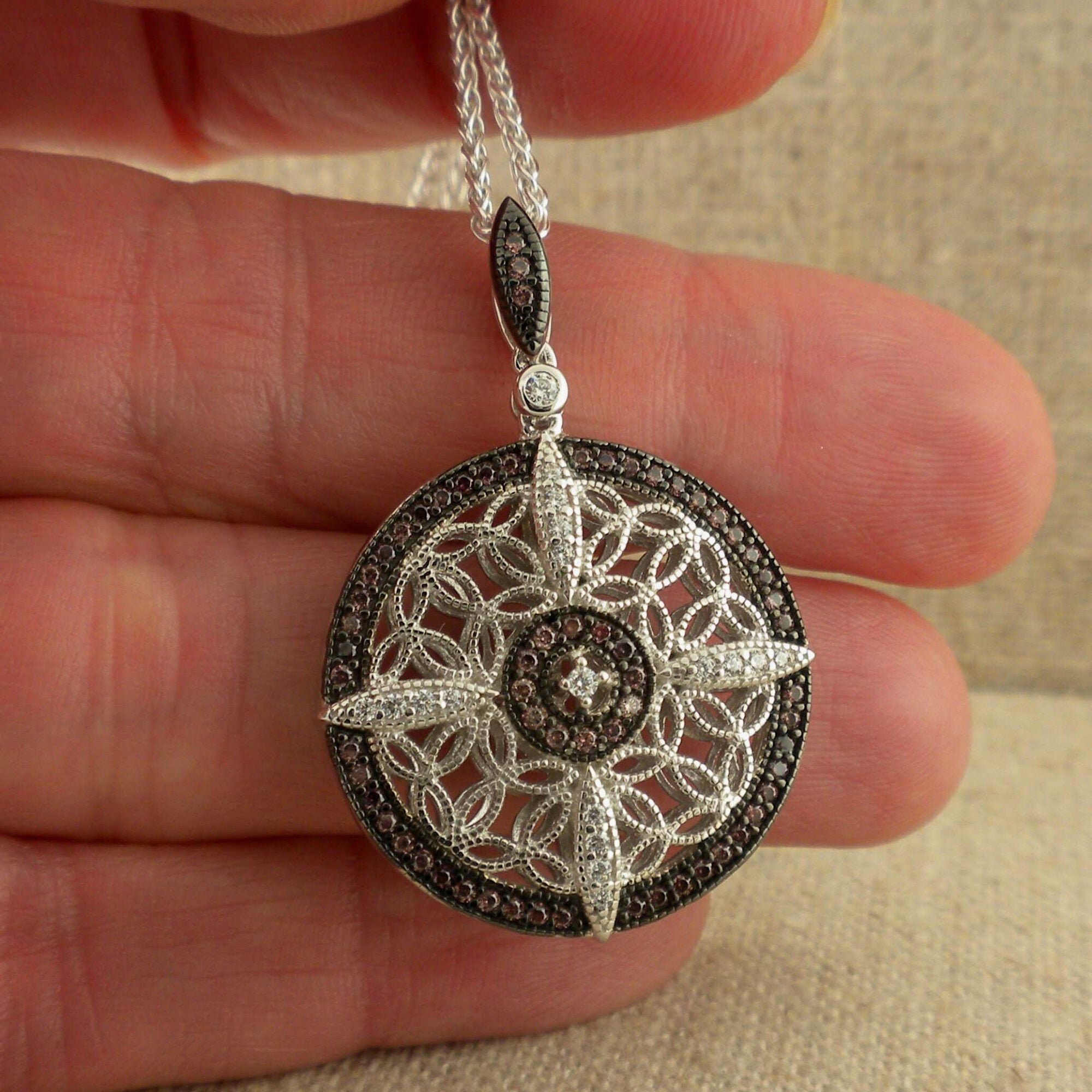 Celtic Knot Compass Pendant, Sterling Silver CZ, Keith Jack Design - Etsy
