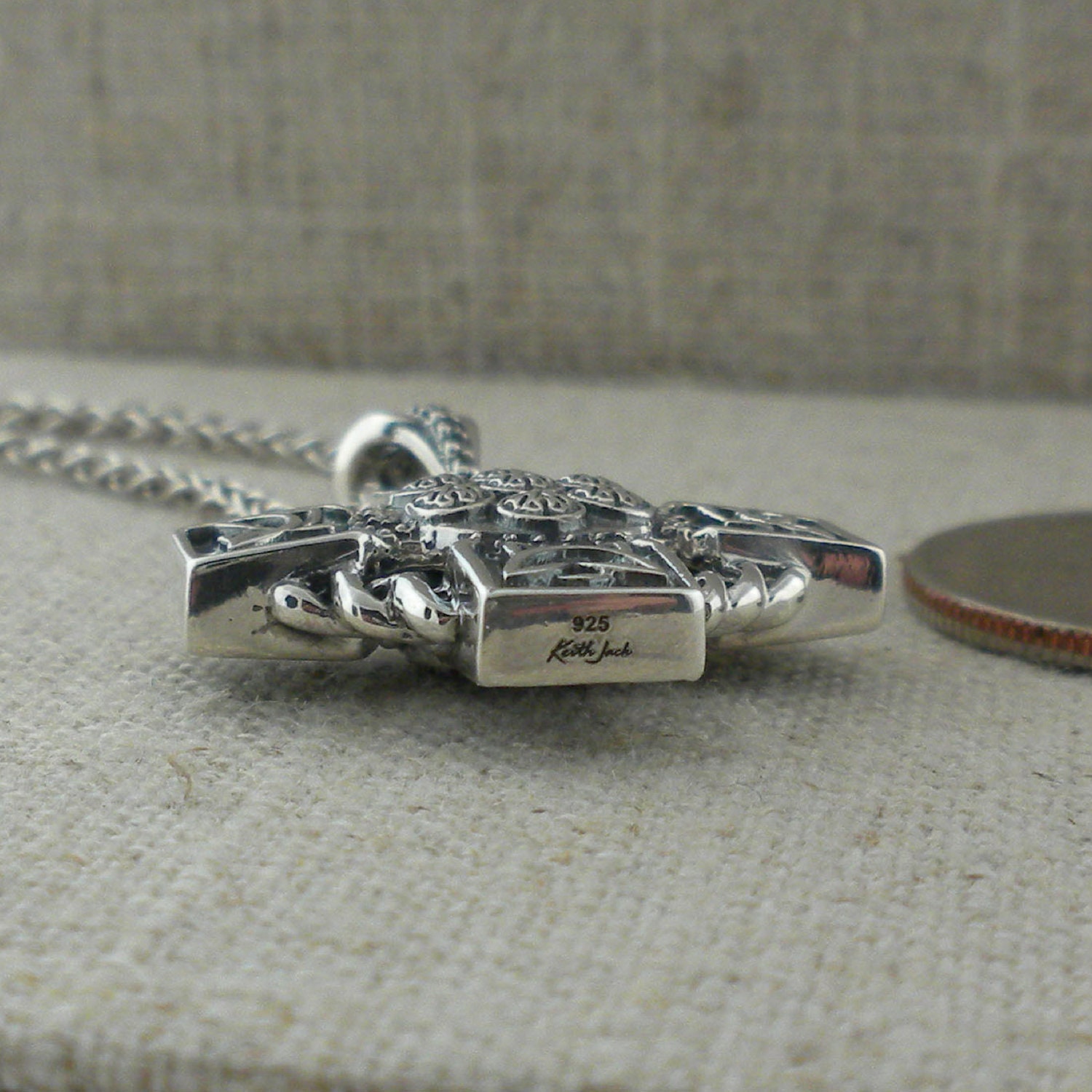 Oxidized Sterling Silver Celtic Wheel Cross Pendant With White - Etsy