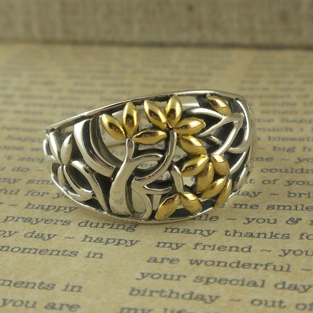 Sterling Silver Celtic Tree of Life Ring With 18K Gold Accents Keith ...