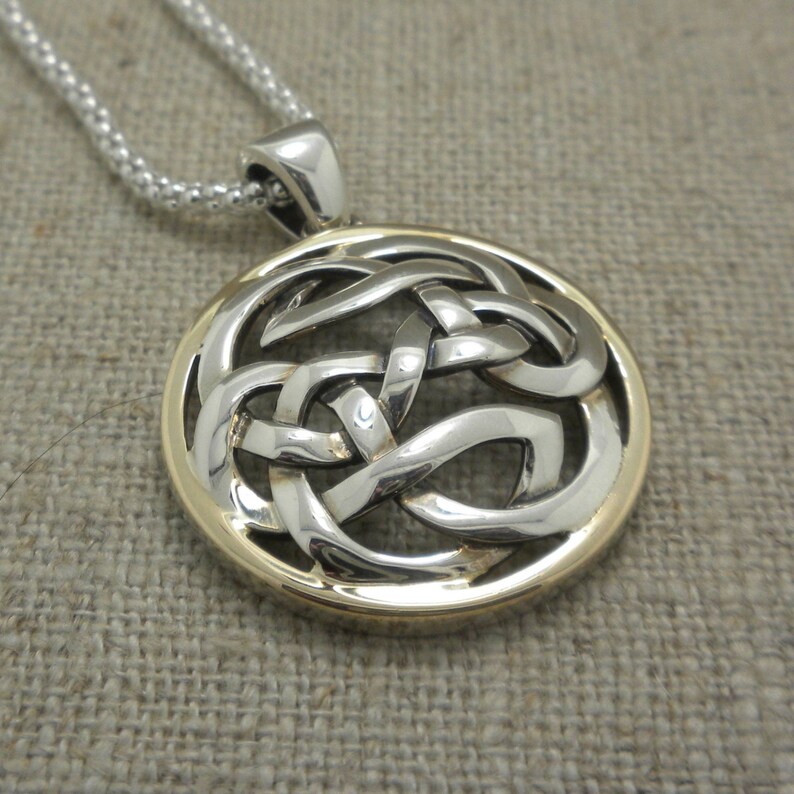 Sterling Silver & 10K Gold Celtic Knot Pendant, Path of Life Keith Jack ...