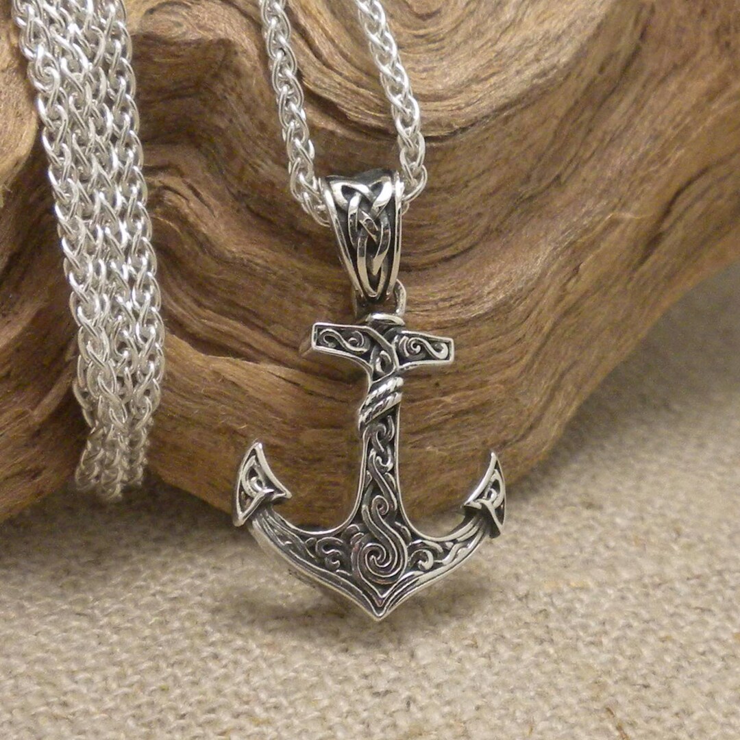 Viking Anchor Pendant in Sterling Silver Celtic Bail Heartline by Keith ...