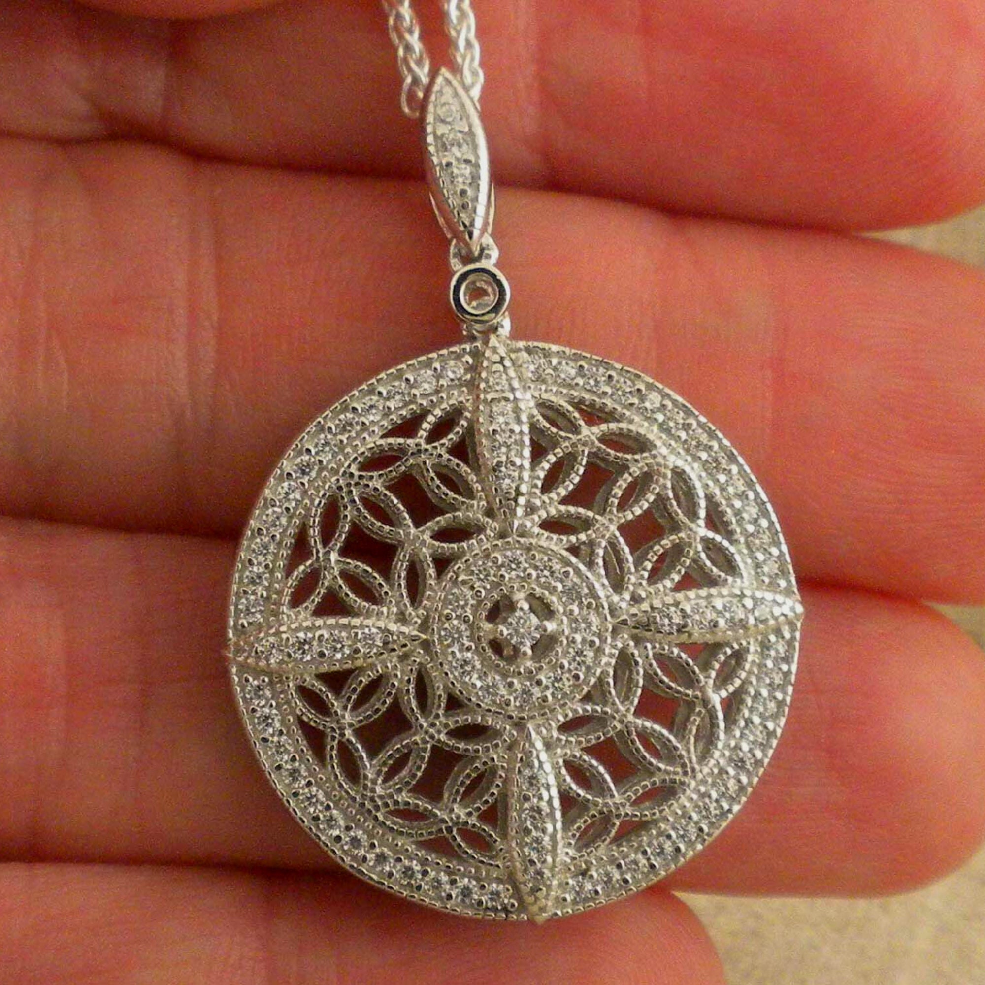 Celtic Knot Compass Pendant, Sterling Silver CZ, Keith Jack Design - Etsy