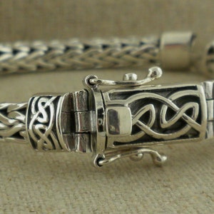 Sterling Silver .925 Dragon Weave Bracelet With Celtic Knot Hinges and ...