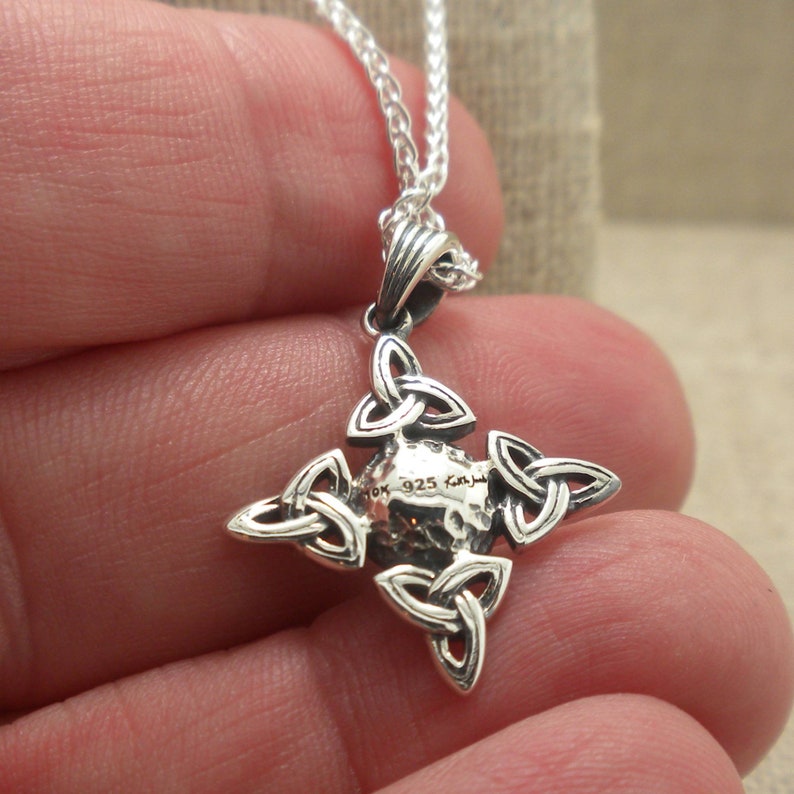 Sterling Silver Celtic Cross Pendant, 10K Pearl Aphrodite Trinity Knot ...