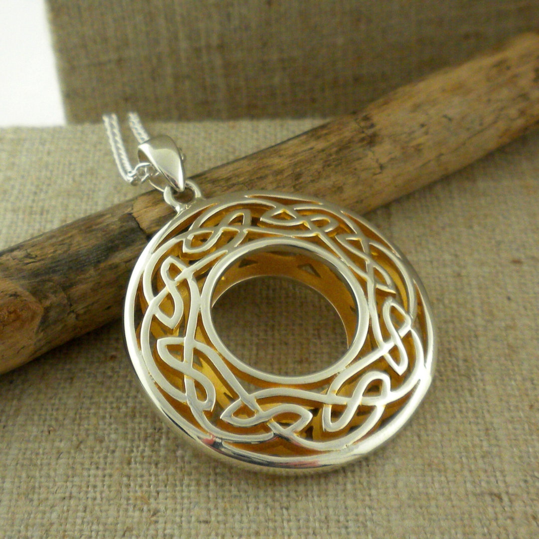 Sterling Silver Celtic Window to the Soul Pendant With 22K Yellow Gold ...