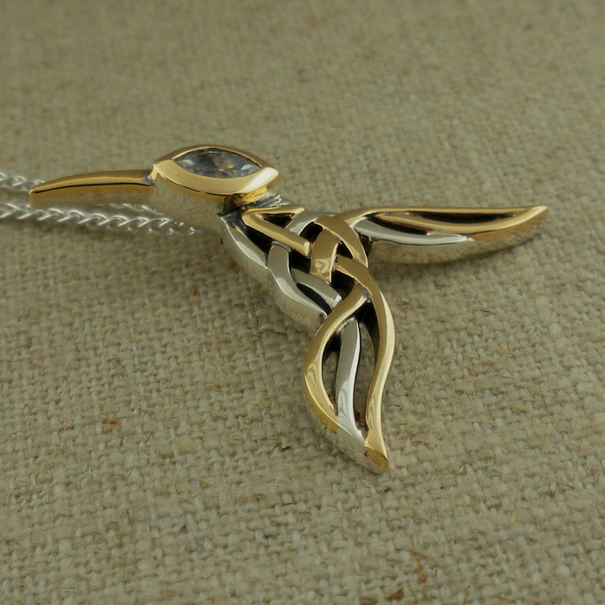 Sterling Silver & 10K Yellow Gold Celtic Hummingbird Pendant | Etsy