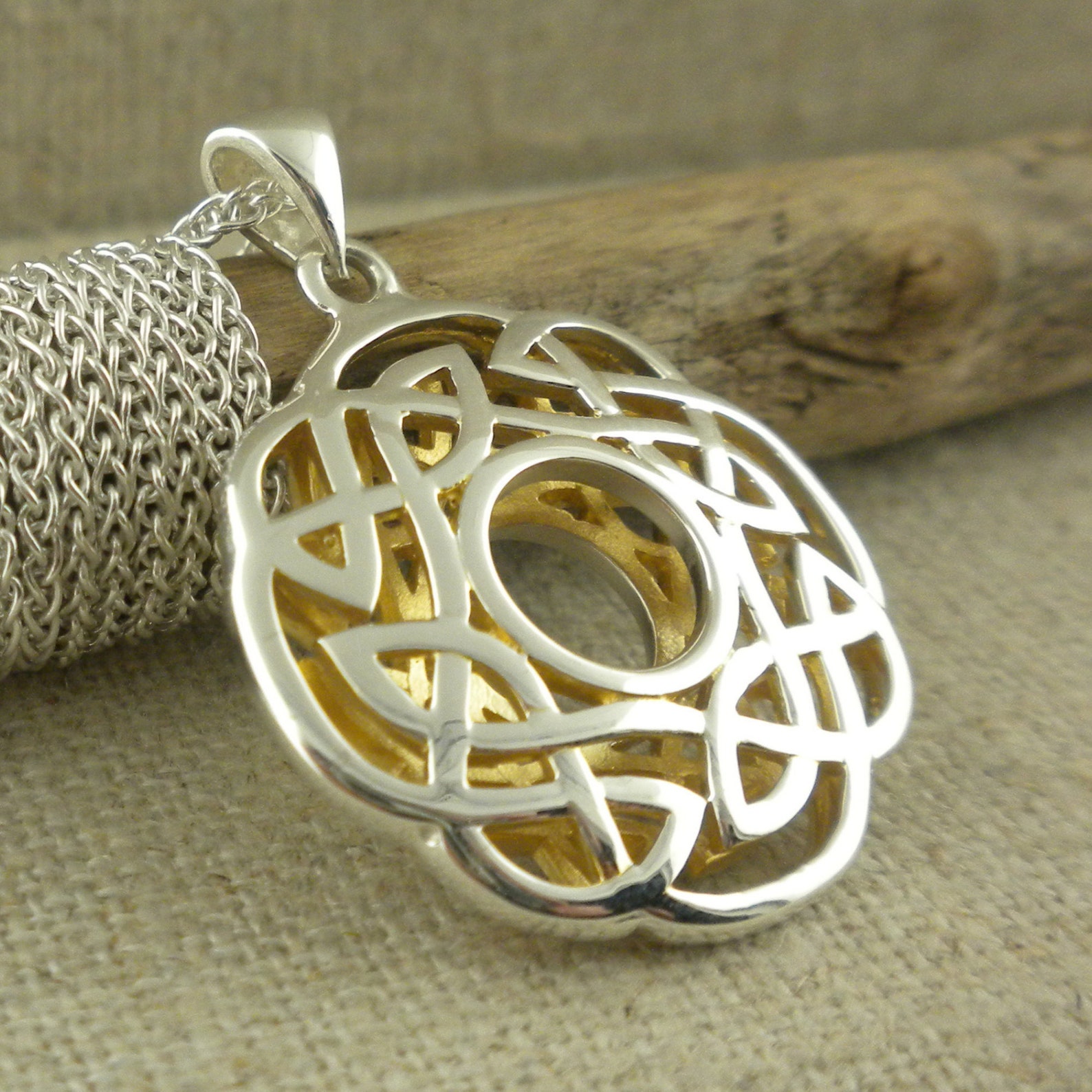 Sterling Silver Celtic Knot Pendant, 22K Gold Gilding, Keith Jack - Etsy
