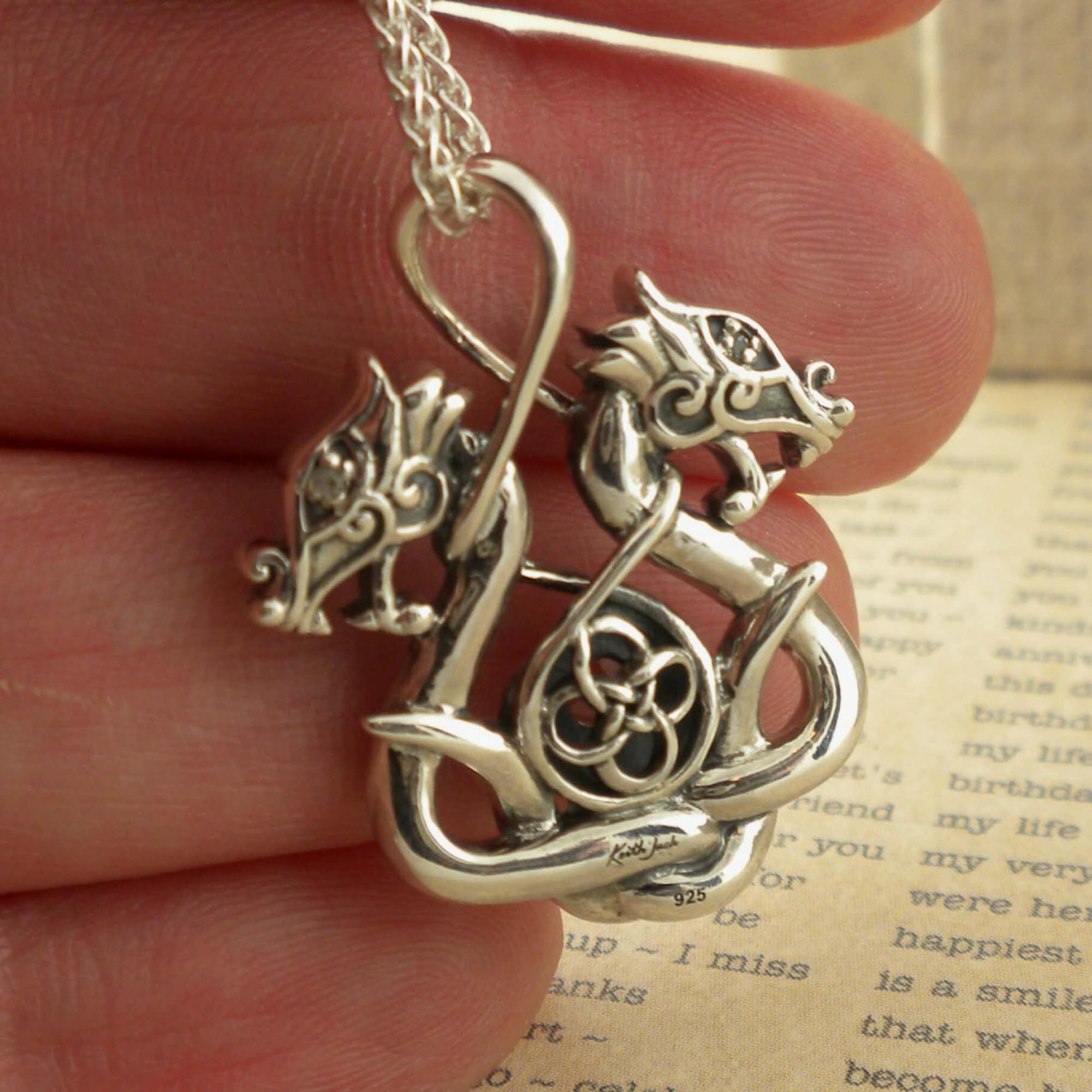 Sterling Silver Norse Forge Celtic Double Dragon White Topaz - Etsy