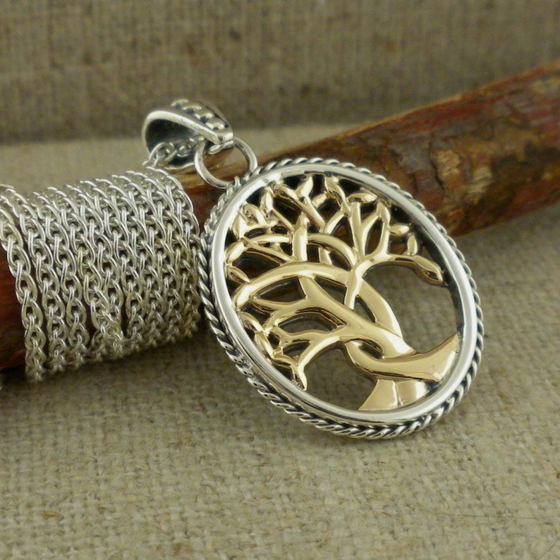Sterling Silver & 10K Gold Celtic Tree of Life Pendant Necklace - Etsy