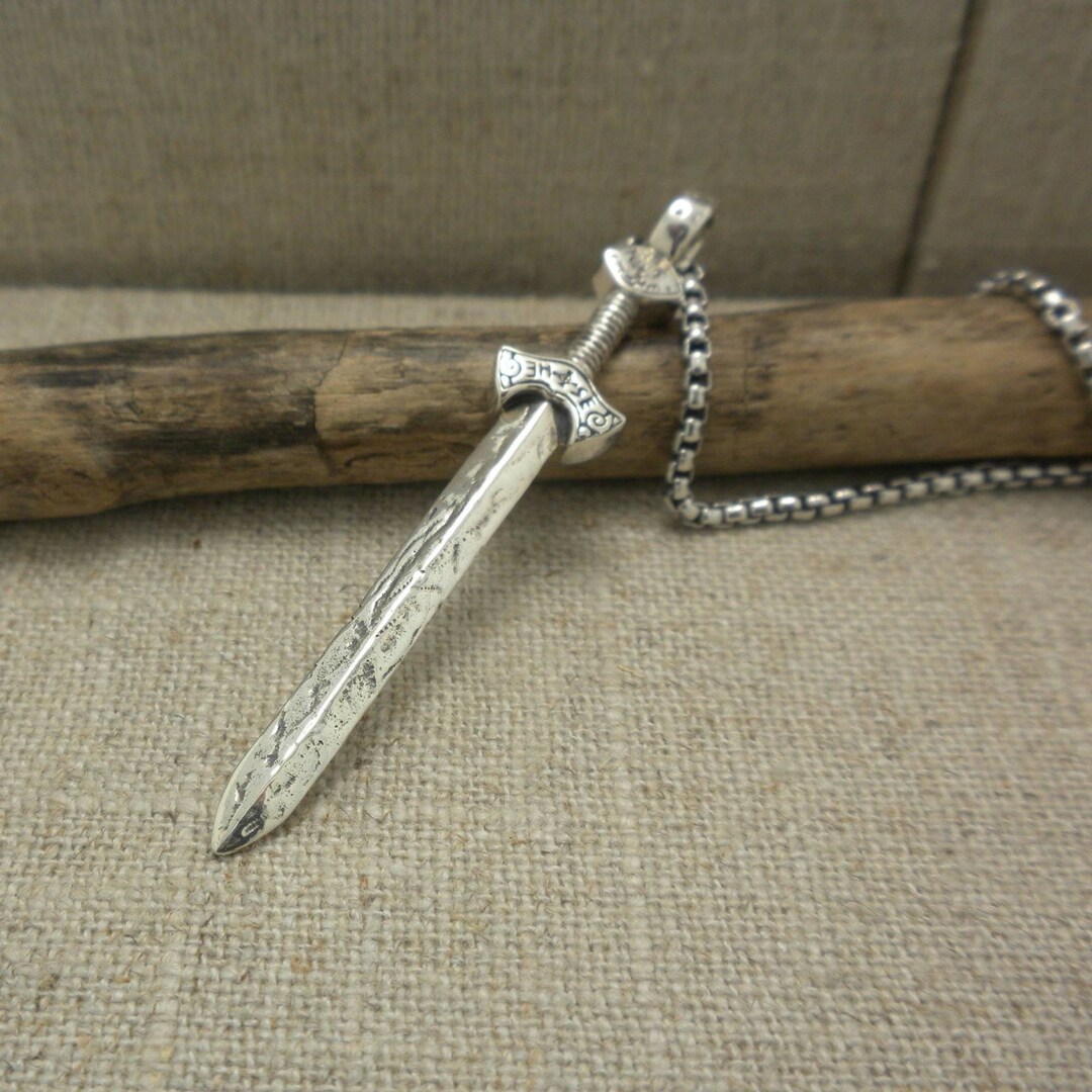 Sterling Silver Viking Sword Pendant, Keith Jack Norse Necklace, 22 ...