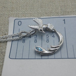 Sterling Silver Single Hummingbird Pendant With Blue Topaz .925 ...