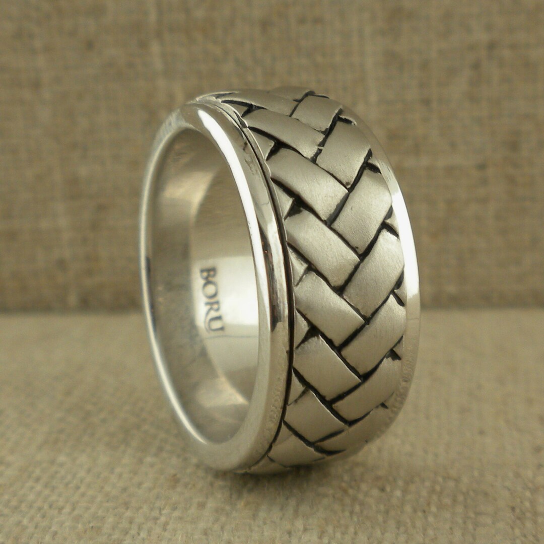 Sterling Silver .925 Herringbone Spinner Spinning Wedding Ring - Etsy