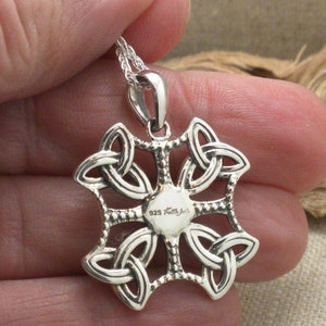 Sterling Silver Celtic Trinity Knot Aphrodite Pendant With Sky Blue ...