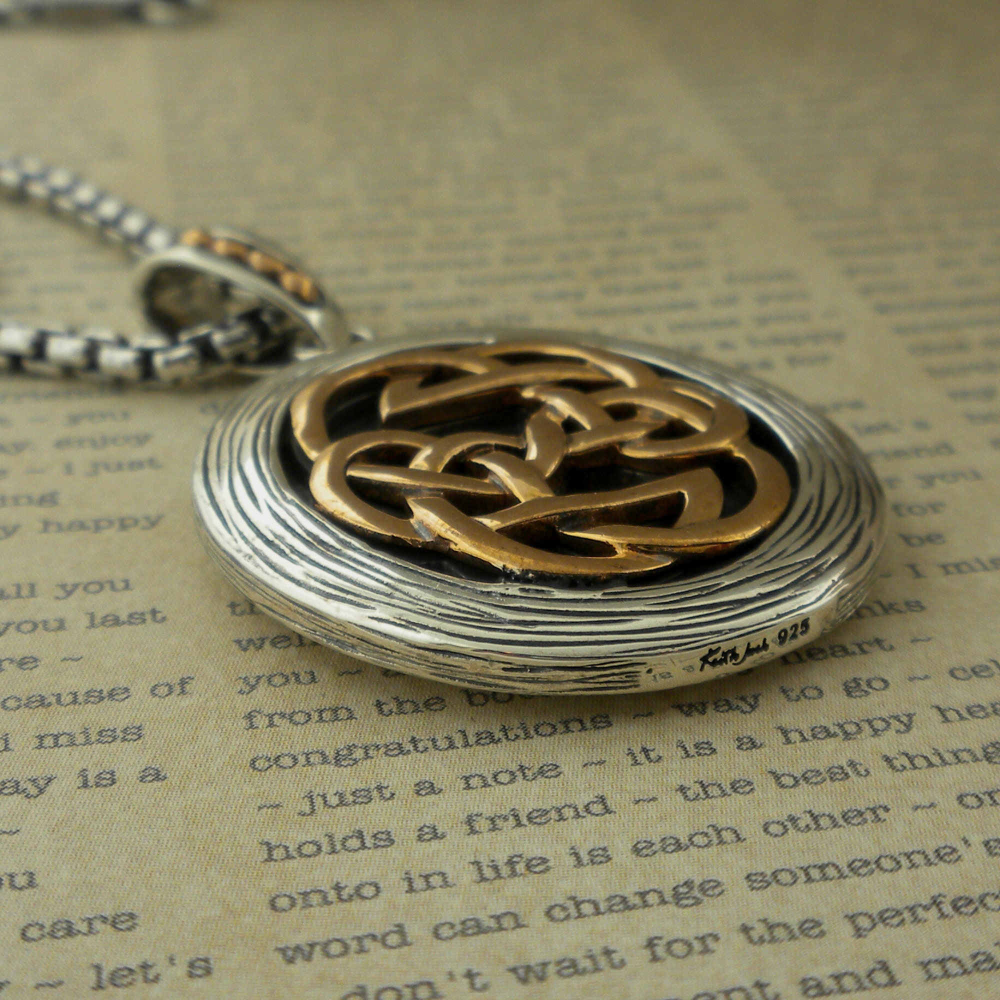 Bronze Celtic Knot Pendant, Sterling Silver, Keith Jack Design - Etsy