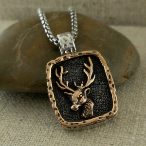 Bronze and Sterling Silver Celtic Stag Pendant 925 PETRICHOR - Etsy