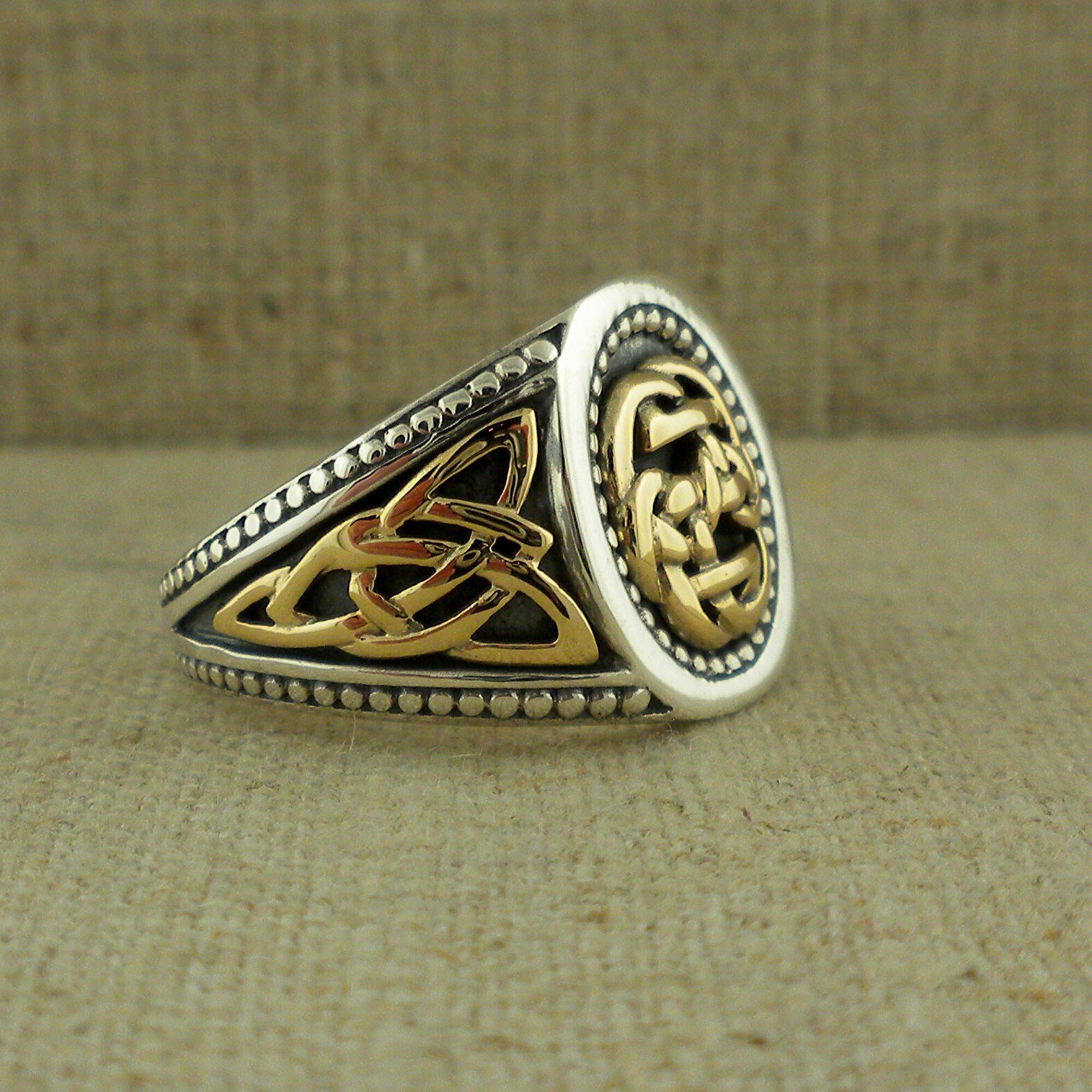Sterling Silver & 10K Gold Celtic Knot Signet Ring by Keith Jack - Etsy