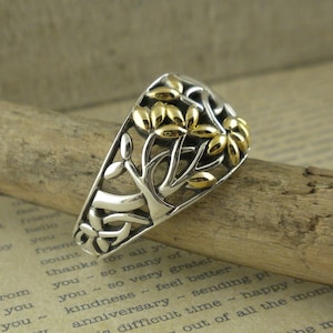 Sterling Silver Celtic Tree of Life Ring With 18K Gold Accents Keith ...