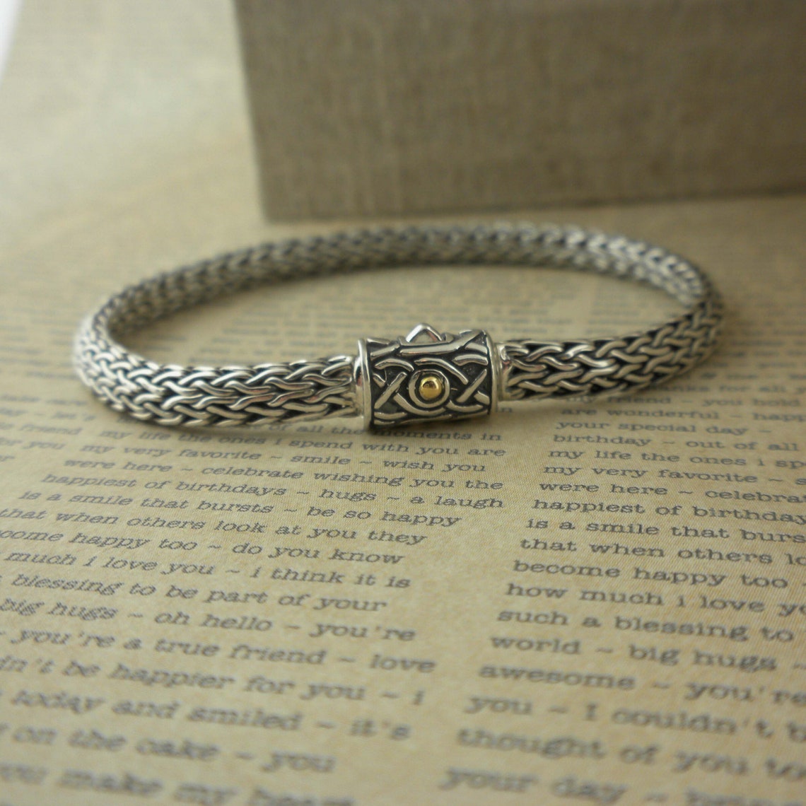 Keith Jack Celtic Dragon Weave Sterling Silver Bracelet With 18K Gold ...