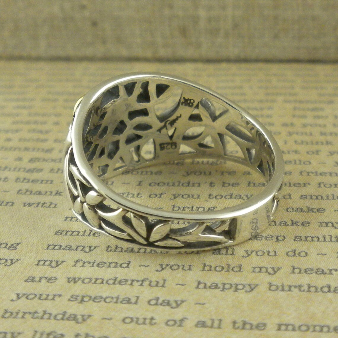 Sterling Silver Celtic Tree of Life Ring With 18K Gold Accents Keith ...