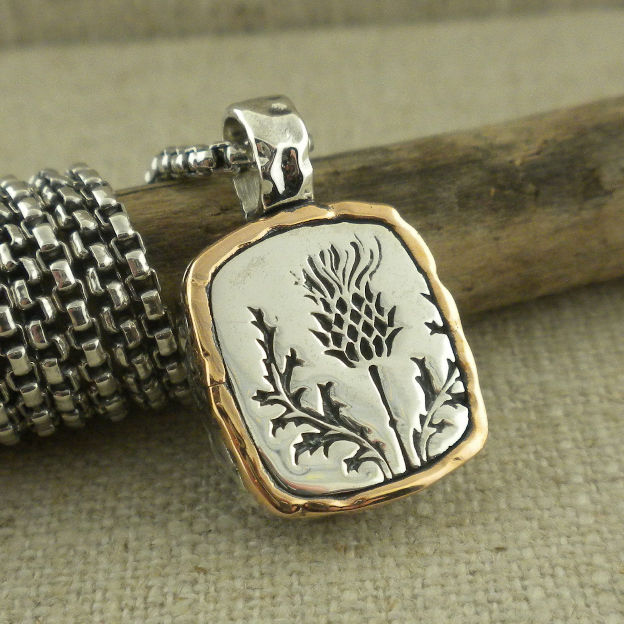 Sterling Silver Scottish Thistle Pendant, Bronze Celtic Necklace, Keith ...