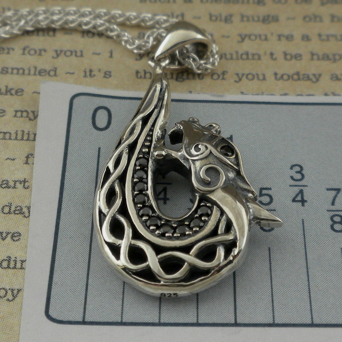 Norse Forge Celtic Dragon Pendant Black Czs Celtic Knot Dragon - Etsy
