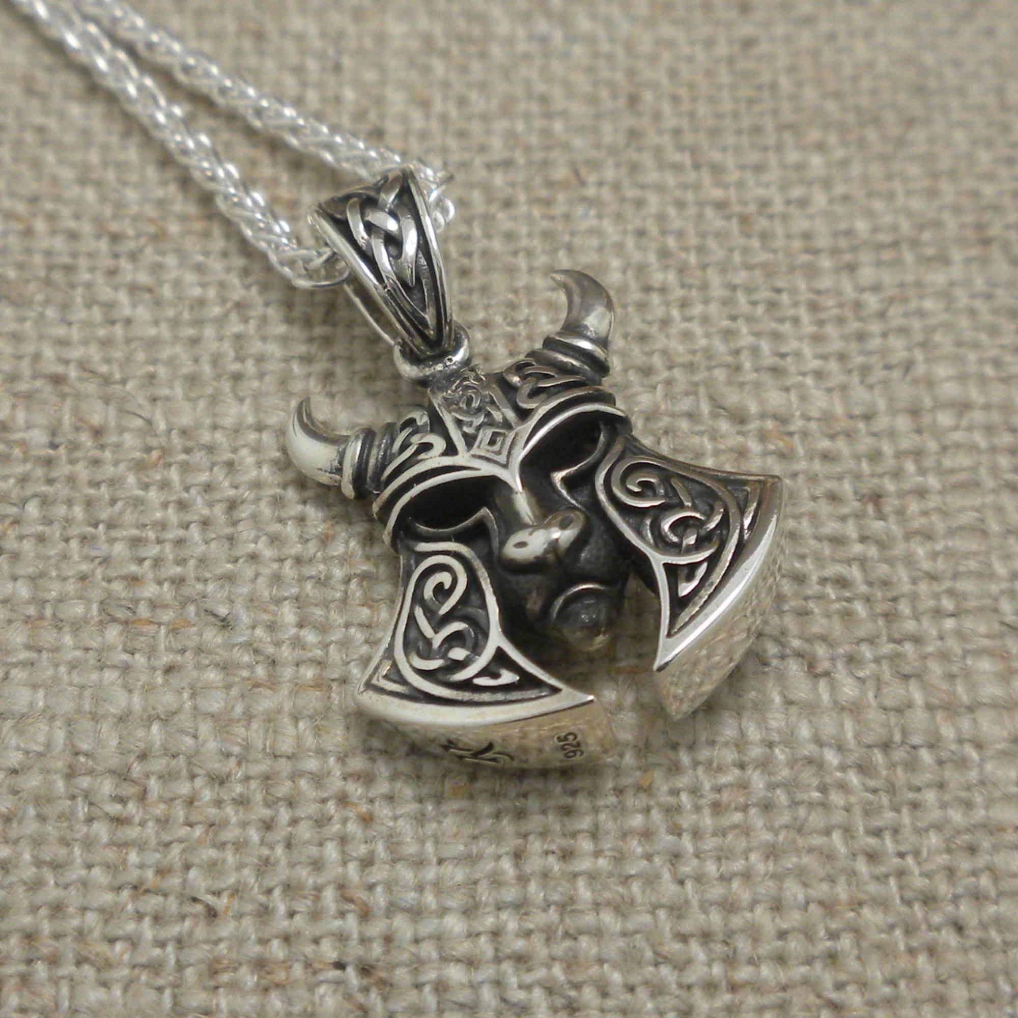 Viking Helmet Pendant in Sterling Silver Celtic Bail Heartline by Keith ...
