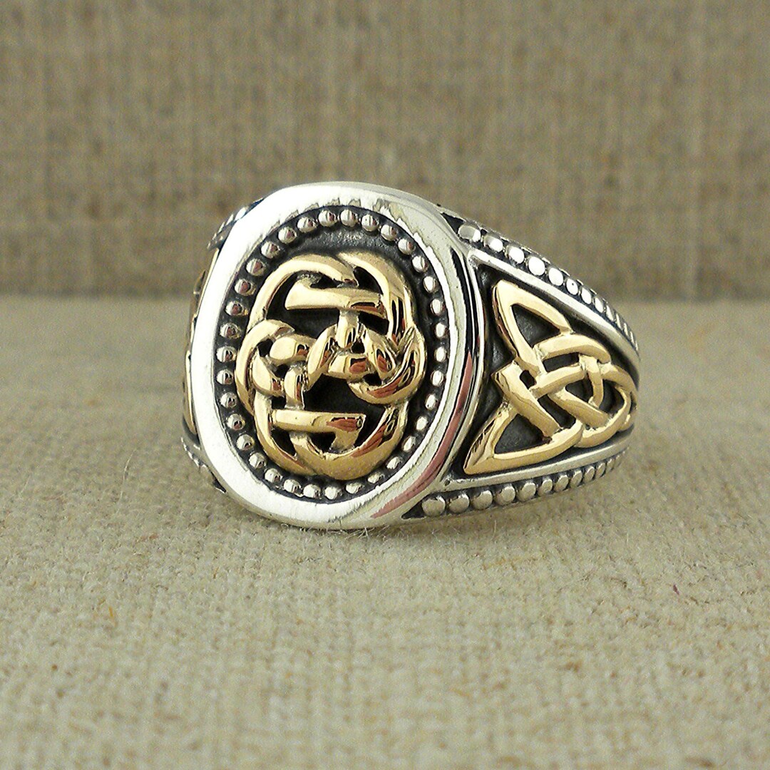 Sterling Silver & 10K Gold Celtic Knot Signet Ring by Keith Jack - Etsy