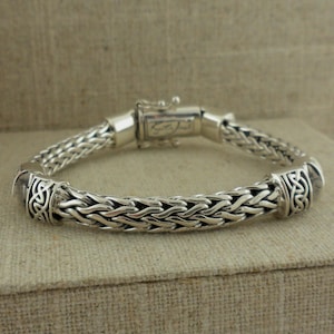 Sterling Silver .925 Dragon Weave Bracelet With Celtic Knot Hinges and ...