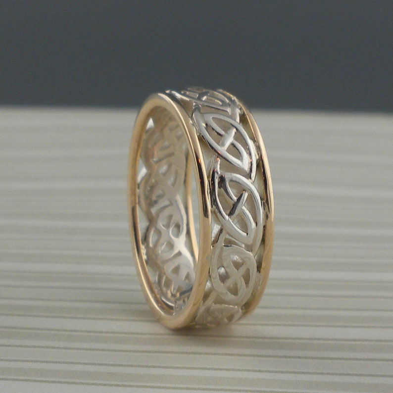 Sterling Silver & 10K Celtic Wedding Ring Keith Jack Jewelry - Etsy