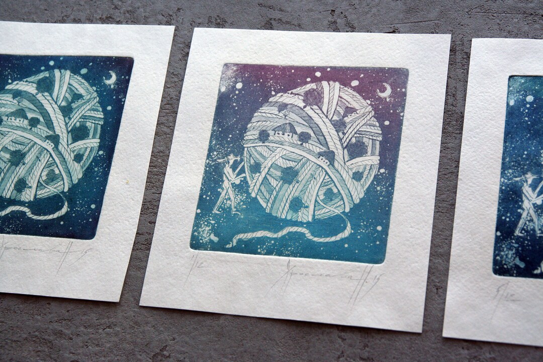 Original Etching Little Prince Planet Space Moon Stars Magic - Etsy