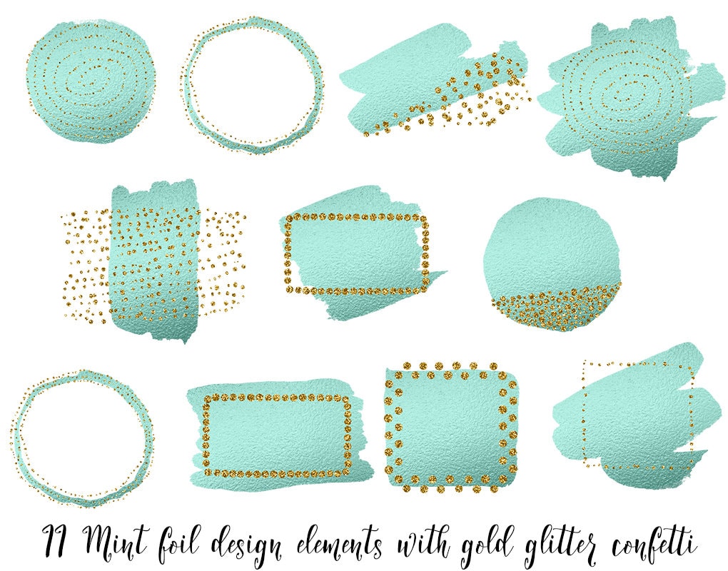 Mint Foil Design Elements, Gold Glitter, Silver Glitter, Frames Clipart ...