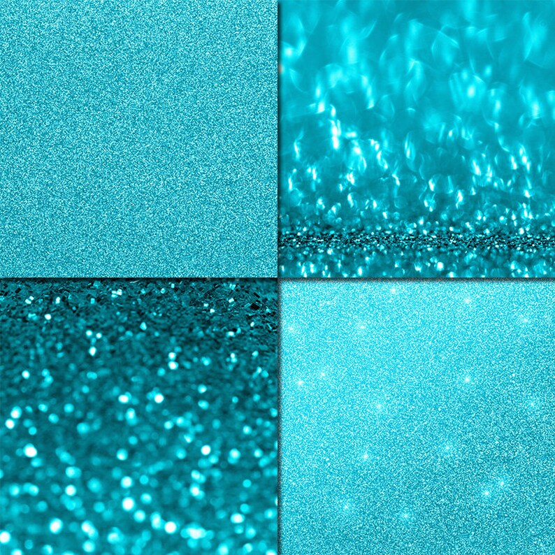 Turquoise Glitter Digital Paper, Glitter Textures, Blue Digital Paper ...