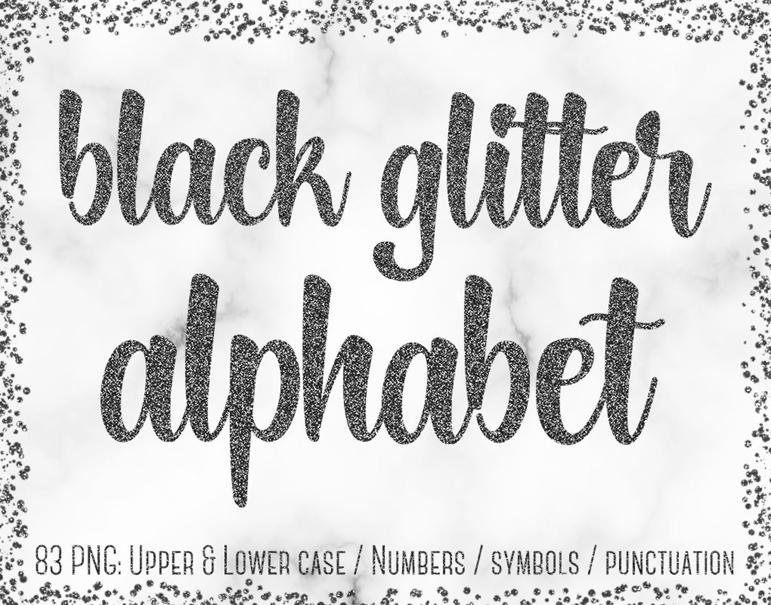 Black Glitter Alphabet Clipart, Black Font, Glitter Letters Clipart ...