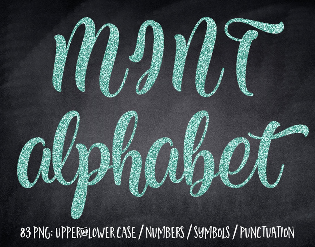 Mint Glitter Alphabet Clipart, Mint Green Font, Mint Letters Clipart ...