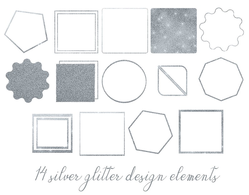 Silver Foil Design Elements Clipart, Silver Glitter, Silver Elements ...