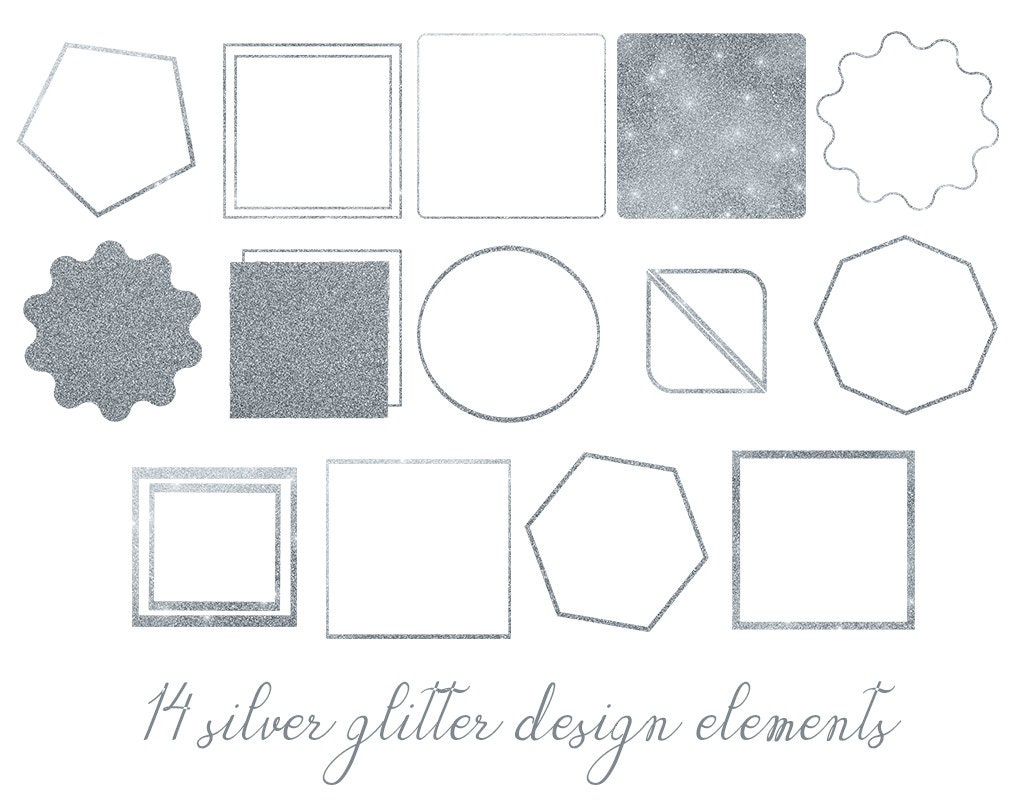 Silver Foil Design Elements Clipart, Silver Glitter, Silver Elements ...